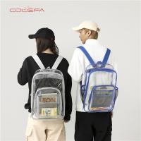 China Colefa Manufacturer Direct Transparent PVC Made Backpacks LightWeight Transparent Color Waterproof Large-Capacity Student Backpacks with Customizable Logos for sale