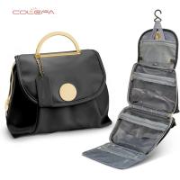 China Colefa Customizable PU Leather Waterproof Toiletry Bag Makeup Pouch Storage with Hook Travel & Daily Bathroom Essentials Bags for sale
