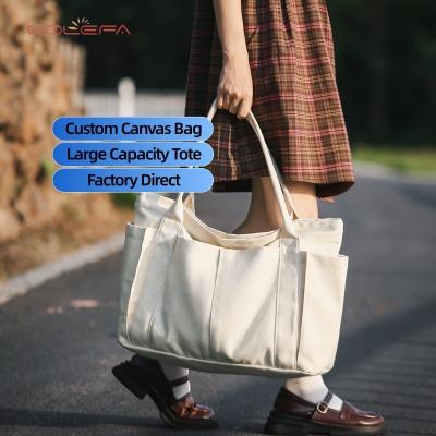 China 2026 New Canvas Tote Bags Handheld Shoulder Beach Bags Fabric Large Capacity for Women Custom-Made with Personalized LOGO for sale