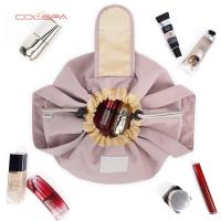 China New Arrival Large Capacity Portable Polyester Drawstring Cosmetic Bag Travel Toiletry Pouch Fashion Makeup Brush Organizer for sale