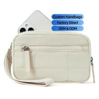 China 2026 New Customizable Best-Selling Polyester Mini Pleated Checkered Handbag with Transparent PVC Window Coin Purse Clutch for sale
