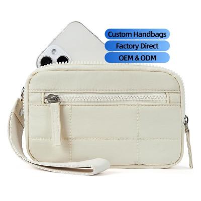 China 2026 New Customizable Best-Selling Polyester Mini Pleated Checkered Handbag with Transparent PVC Window Coin Purse Clutch for sale