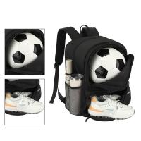China Oxford Black High-Capacity Water-Resistant Sports Backpack Football Training Bag with Dedicated Shoe Compartment Backpack for sale
