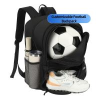 China Oxford Black High-Capacity Water-Resistant Sports Backpack Football Training Bag with Dedicated Shoe Compartment Backpack for sale