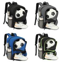 China Oxford Black High-Capacity Water-Resistant Sports Backpack Football Training Bag with Dedicated Shoe Compartment Backpack for sale