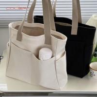 China Japanese-Style Design Tote Bag Minimalist Artsy Student Commuting Canvas Tote Casual Shoulder Bag with Handle and Zipper Closure for sale