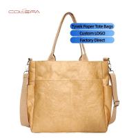 China DuPont/Tyvek Paper Tote Bag Washable Wrinkle-Resistant Tear-Proof Paper Bag Trendy Vintage Eco-Friendly Handheld Shoulder Bag for sale