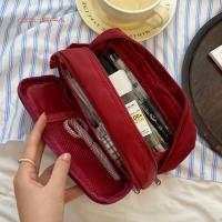 China Japanese Minimalist Handheld Pencil Case Large Capacity Nylon Multi-Function Storage Bag Stationery Box Pencil Pouch Wholesale for sale