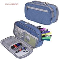 China Nylon Large-Capacity Multi-Function Pencil Case Three-Layer Stationery Organizer Elementary School Student Pencil Storage Bag for sale