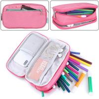 China Nylon Large-Capacity Multi-Function Pencil Case Three-Layer Stationery Organizer Elementary School Student Pencil Storage Bag for sale