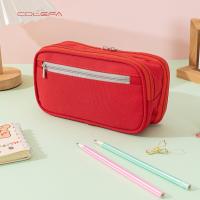 China Nylon Large-Capacity Multi-Function Pencil Case Three-Layer Stationery Organizer Elementary School Student Pencil Storage Bag for sale
