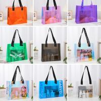 China Wholesale Jelly-Color-Style PVC Bag Orange Pouch Supermarket Shopping Trendy Influencer Gift Packaging Bag with Custom LOGO for sale