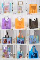 China Wholesale Jelly-Color-Style PVC Bag Orange Pouch Supermarket Shopping Trendy Influencer Gift Packaging Bag with Custom LOGO for sale