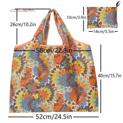 China 210D Oxford Portable Eco-Friendly Grocery Shopping Bag Lightweight Waterproof Shoulder Tote Large Capacity Foldable Shopping Bag for sale