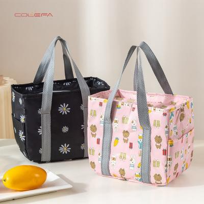China Floral Square-Shaped Lunch Bag Large Capacity Insulated Bag Oxford Lunch Bags Bento Bag Insulated Direct Manufacturer Made for sale