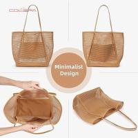 China Foldable Beach Nylon Mesh Tote Women's Shoulder Bag Summer Outdoor Travel Essential Recreational crochet bag with Custom Color for sale