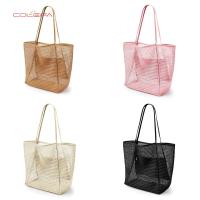 China Foldable Beach Nylon Mesh Tote Women's Shoulder Bag Summer Outdoor Travel Essential Recreational crochet bag with Custom Color for sale