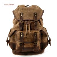 China European & American Style Outdoor Backpack Casual Book Bag Large Capacity Travel Backpack Canvas & PU Leather Blend Hiking Bag for sale