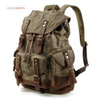 China European & American Style Outdoor Backpack Casual Book Bag Large Capacity Travel Backpack Canvas & PU Leather Blend Hiking Bag for sale
