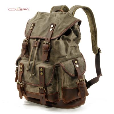 China European & American Style Outdoor Backpack Casual Book Bag Large Capacity Travel Backpack Canvas & PU Leather Blend Hiking Bag for sale