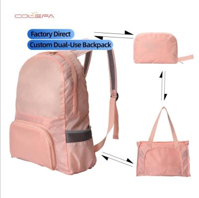 China Colefa Outdoor Sports Waterproof Casual Backpack Travel Folding Dual-Use Backpack Business Gift Storage Bag Wholesale with LOGO for sale
