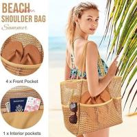 China Hot-selling Unisex Swim & Beach Bag Portable Shoulder Storage Crossbody Bag Versatile Polyester Mesh Crochet Bag Carryall Items for sale