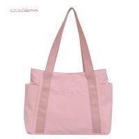 China Women's Bag Japanese-Style Solid Color Tote Bag Large Capacity Shoulder Bag Casual Minimalist Mom Bag Canvas Fabric Handbag for sale