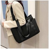 China Women's Bag Japanese-Style Solid Color Tote Bag Large Capacity Shoulder Bag Casual Minimalist Mom Bag Canvas Fabric Handbag for sale