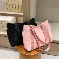 China Women's Bag Japanese-Style Solid Color Tote Bag Large Capacity Shoulder Bag Casual Minimalist Mom Bag Canvas Fabric Handbag for sale