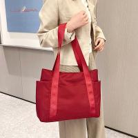 China Women's Bag Japanese-Style Solid Color Tote Bag Large Capacity Shoulder Bag Casual Minimalist Mom Bag Canvas Fabric Handbag for sale