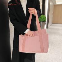 China Women's Bag Japanese-Style Solid Color Tote Bag Large Capacity Shoulder Bag Casual Minimalist Mom Bag Canvas Fabric Handbag for sale