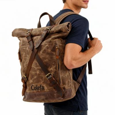 China Colefa Foldable Hiking Daypack Anti-theft Travel Casual Urban Exploration Rucksack Unisex Trail Camping Rolling Canvas Backpack for sale