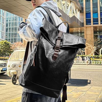 China Colefa Hotsell High-capacity Computer Foldable Business British Style Rucksack Bags Brown Waterproof UK Wind PU Leather Backpack for sale