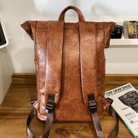China Colefa Hotsell High-capacity Computer Foldable Business British Style Rucksack Bags Brown Waterproof UK Wind PU Leather Backpack for sale