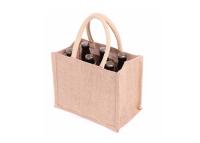 China Custom Logo Printable 6 Bottle Wine Tote Bag Wasable Burlap Jute With Divider for sale