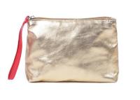 China Shiny Gold Metallic Makeup Toiletry Bag Washable washable kraft paper Cosmetic Bag With Handle for sale