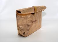 China OEM Washable Kraft Paper Makeup Cosmetic Bag Rose Gold With Metal Button Closing for sale