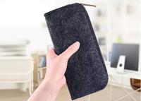 China Dark Gray Felt Pencil Pouch Bag Round Shape Pencil Bags For Teens for sale