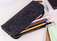 China Dark Gray Felt Pencil Pouch Bag Round Shape Pencil Bags For Teens for sale