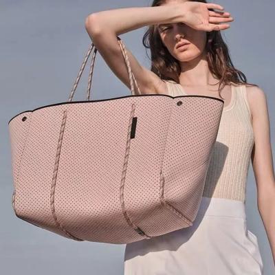 China Colefa Spot Big Capacity European and American Leisure Travel Women's Bags CR Diving Materials Neoprene Pink Beach Tote Bag for sale