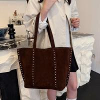 China Colefa High-end Cross-border Hot Selling Hand-held Must Have Tote Shoulder Bag Black Brown Retro Rivet Suede Armpit Bag Ladies for sale