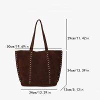 China Colefa High-end Cross-border Hot Selling Hand-held Must Have Tote Shoulder Bag Black Brown Retro Rivet Suede Armpit Bag Ladies for sale