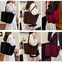 China Colefa High-end Cross-border Hot Selling Hand-held Must Have Tote Shoulder Bag Black Brown Retro Rivet Suede Armpit Bag Ladies for sale
