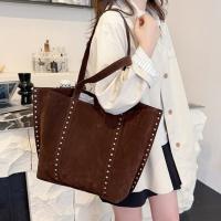 China Colefa High-end Cross-border Hot Selling Hand-held Must Have Tote Shoulder Bag Black Brown Retro Rivet Suede Armpit Bag Ladies for sale