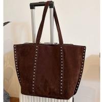 China Colefa High-end Cross-border Hot Selling Hand-held Must Have Tote Shoulder Bag Black Brown Retro Rivet Suede Armpit Bag Ladies for sale