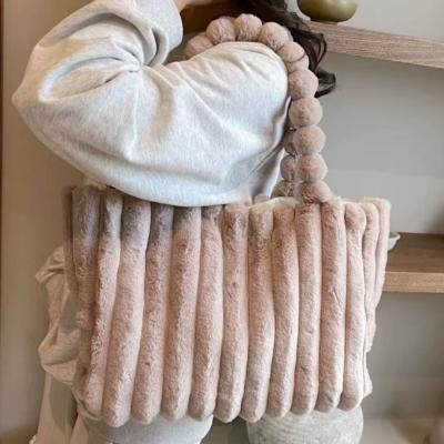 China Colefa Stocks Hot Fluffy Plush Tote Bags with Zipper & Open Closure Terry Cloth Strong Puffy Design for Women & Girls Wholesale for sale