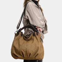 China Colefa Lands End Handmade Cotton Canvas Shoulder Tote Bag With Custom Logo Printed Luxury Vintage Retro Ruffle Utility Tote Bags for sale
