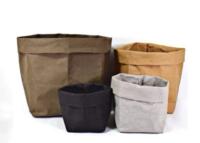 China Recycled Kraft Paper Storage Bags Grocery Toys Washable Paper Storage Bags for sale