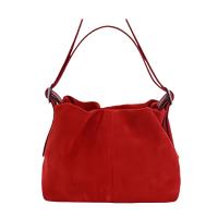 China Colefa 2026 New Red Suede Drawstring Bucket Bag Simple Versatile Commuting Single Shoulder Crossbody Korean Version Handbags for sale