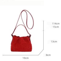 China Colefa 2026 New Red Suede Drawstring Bucket Bag Simple Versatile Commuting Single Shoulder Crossbody Korean Version Handbags for sale